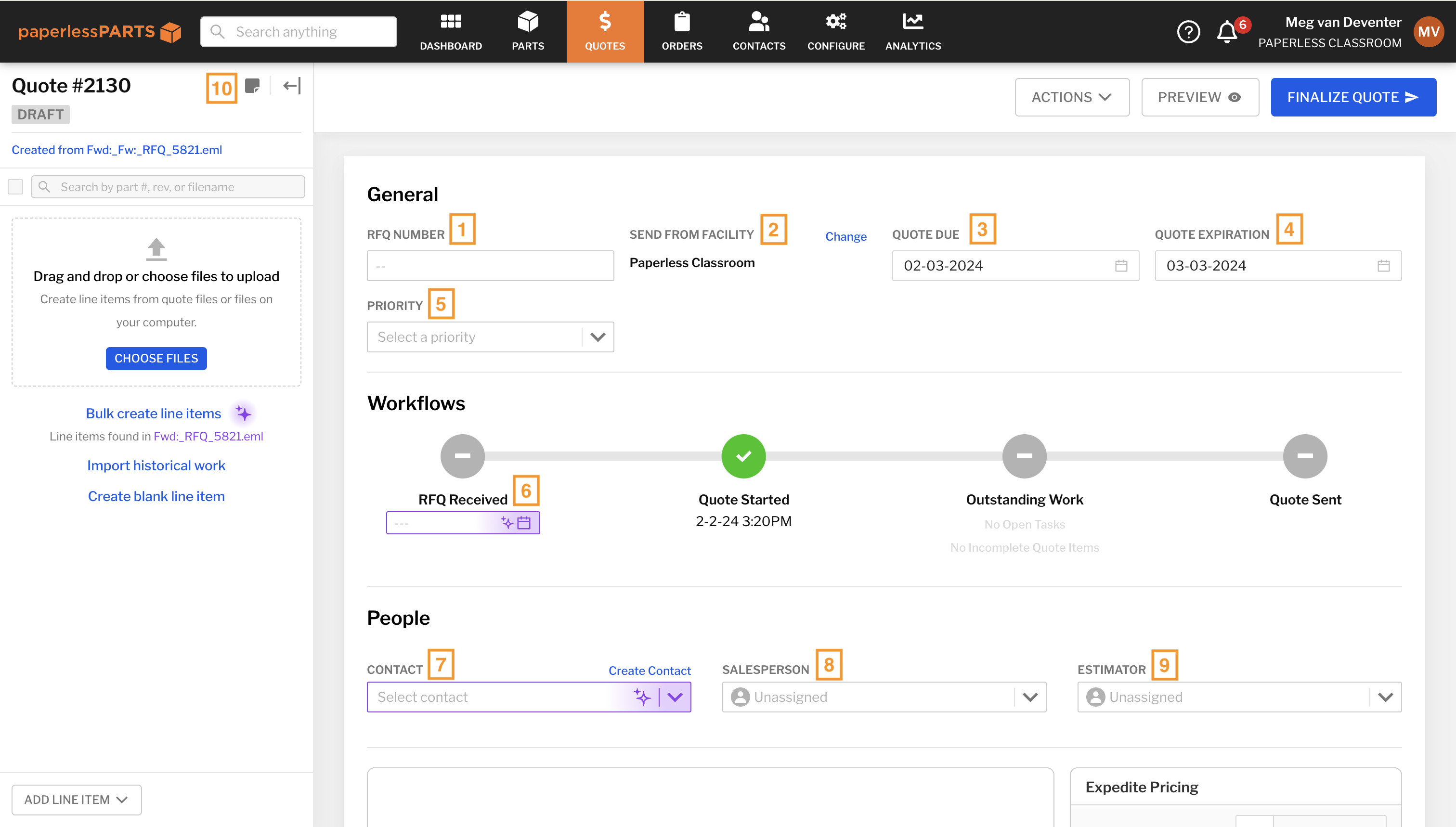 Creating a new quote