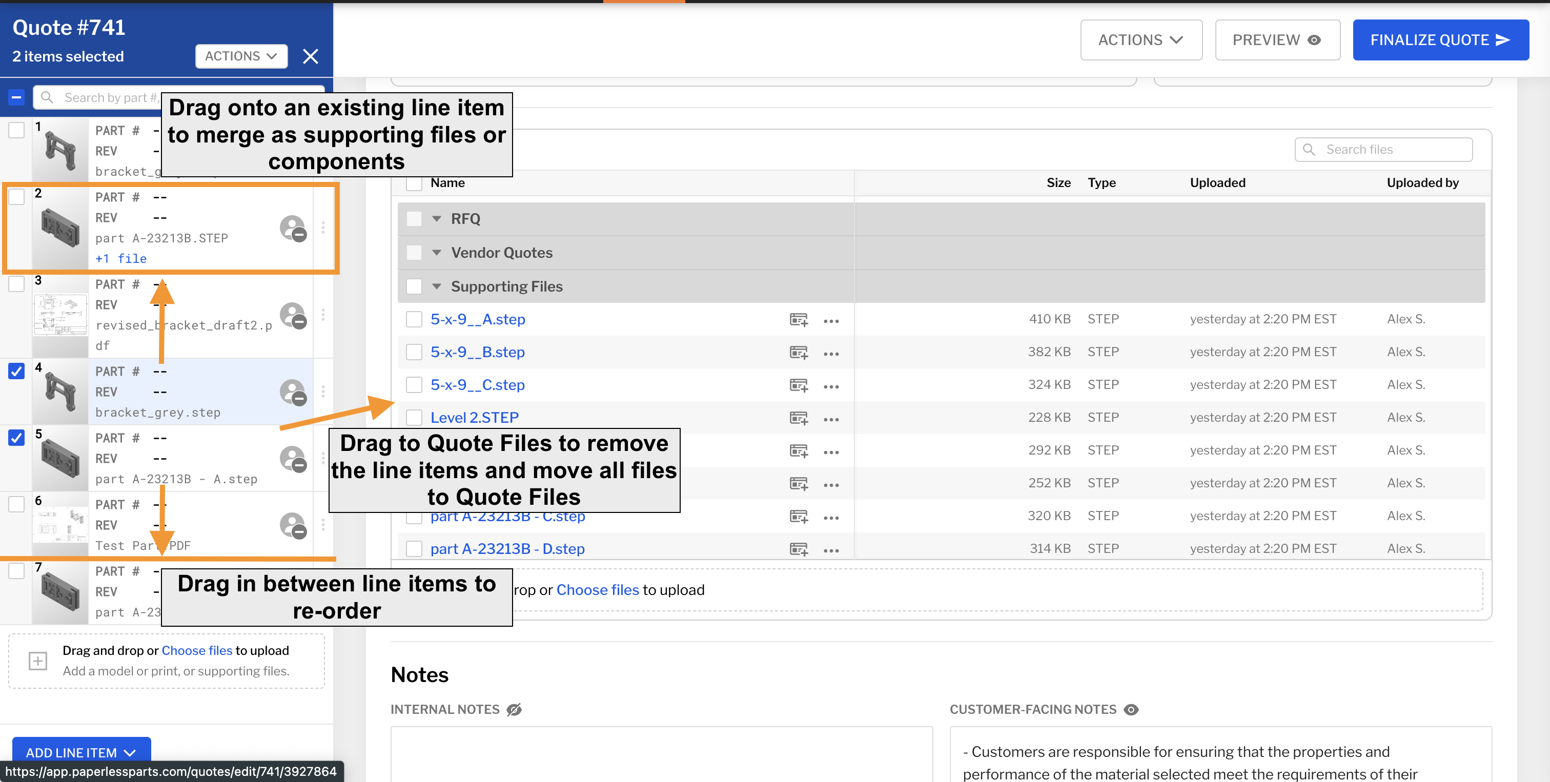 Setting up line items