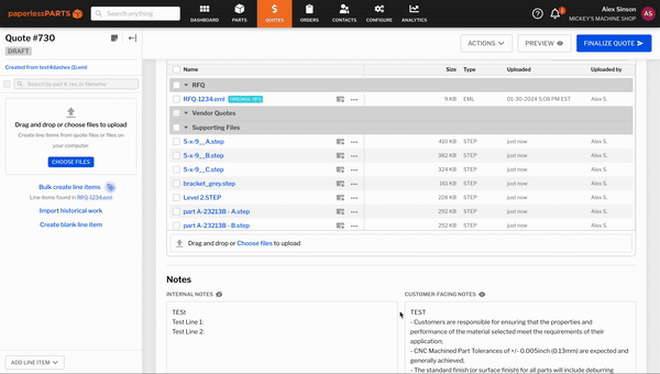 Setting up line items