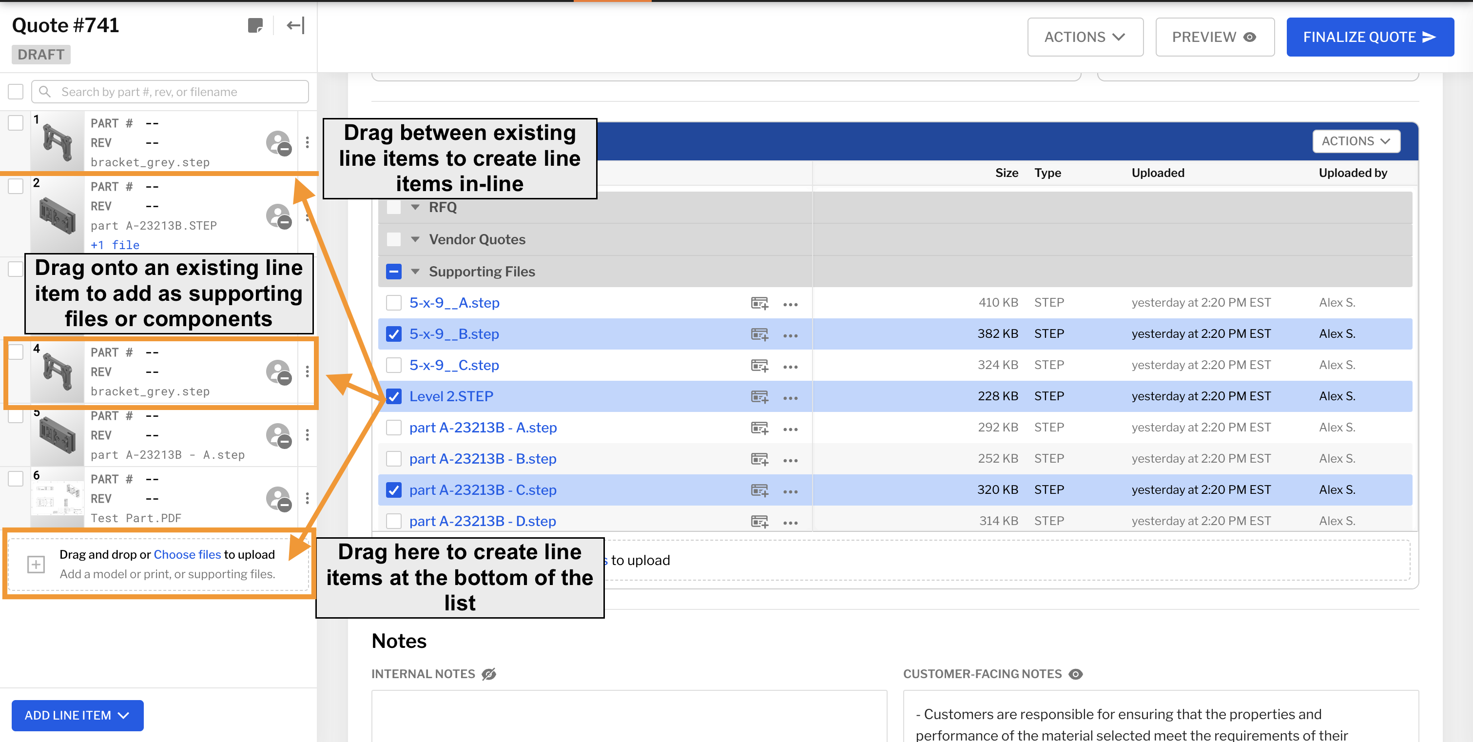 Setting up line items