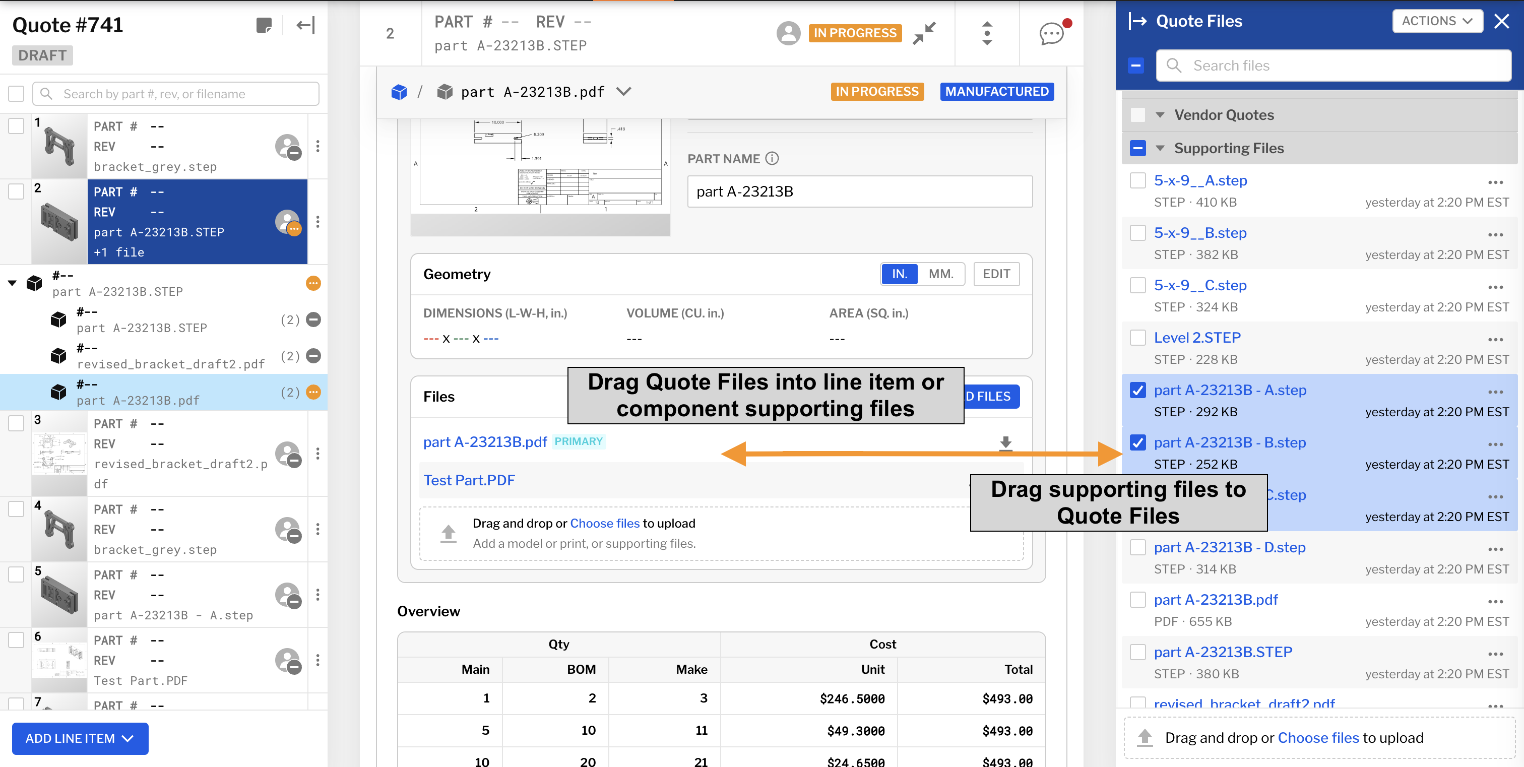 Setting up line items