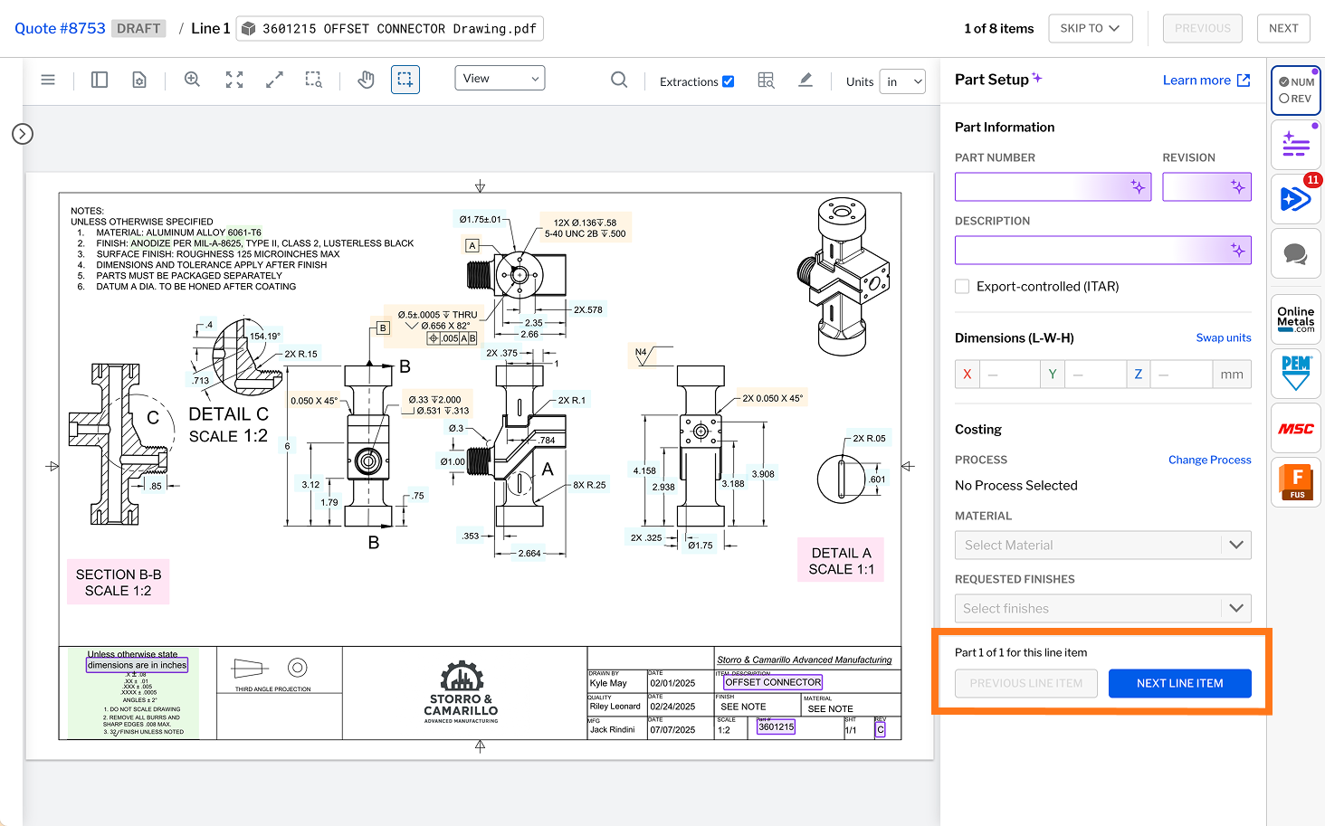 Part Setup tool